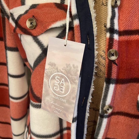 Sage | Jackets & Coats | Sage Plush Shirt Shacket Womens Red Plaid ...